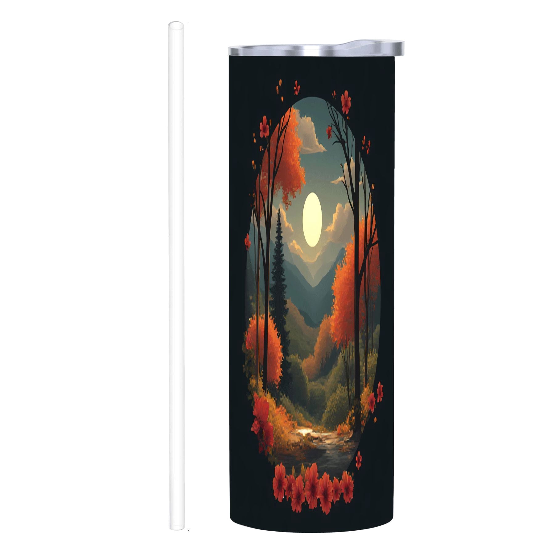 20 oz Stainless Steel Insulated Tumbler - Vibrant Autumn Forest Design ...