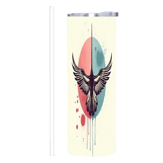 20 oz Stainless Steel Insulated Tumbler - Vibrant Bird Design Red ...