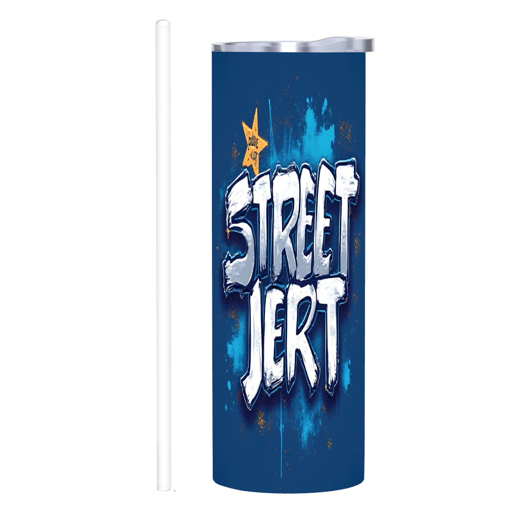 20 oz Stainless Steel Insulated Tumbler - Vibrant Blue Graffiti Design ...