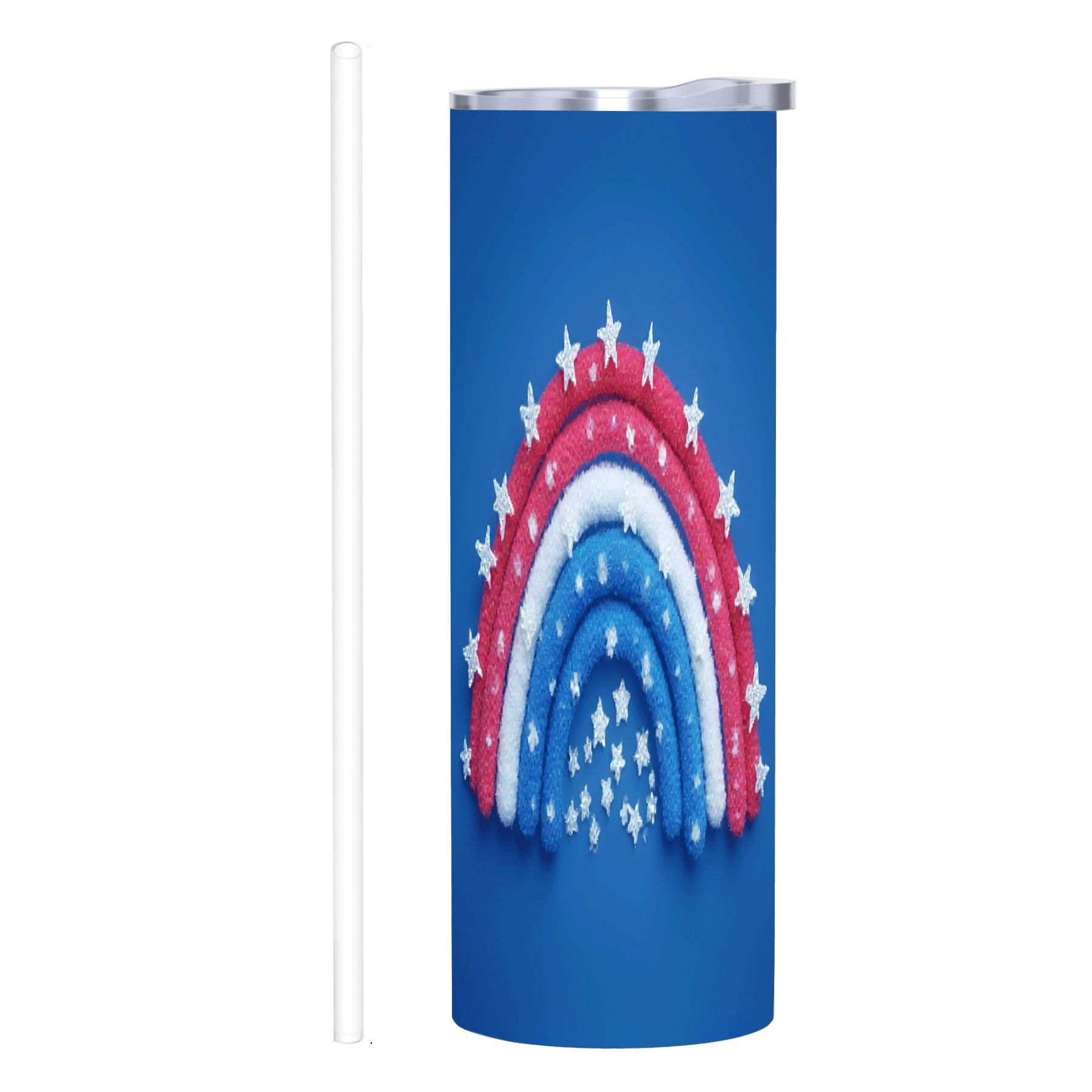 20 oz Stainless Steel Insulated Tumbler - Vibrant Blue with Red White ...