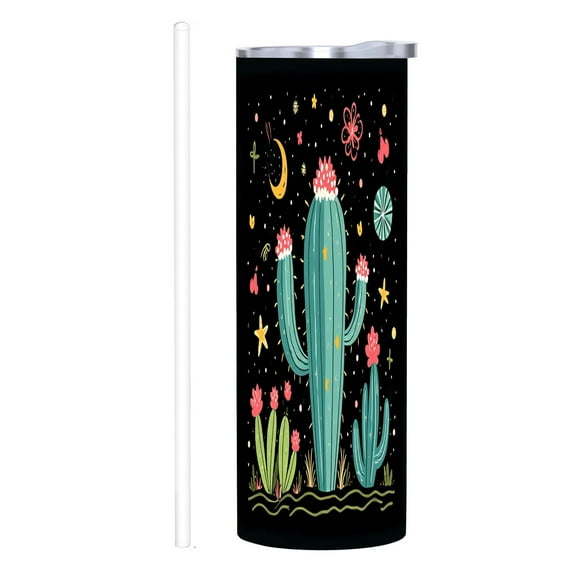 20 oz Stainless Steel Insulated Tumbler - Vibrant Cactus Design with ...