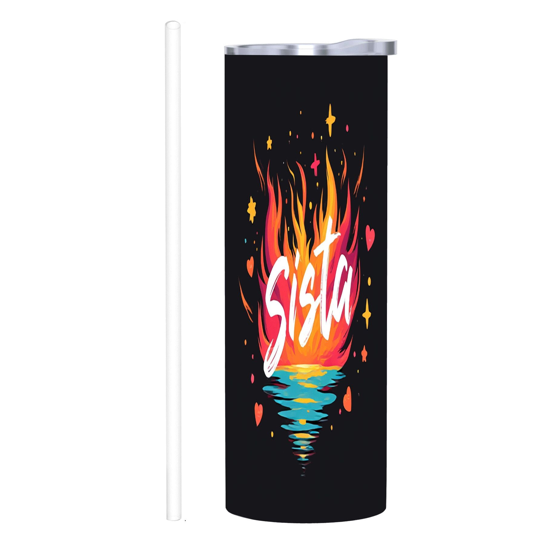 20 oz Stainless Steel Insulated Tumbler - Vibrant Flame Design with ...