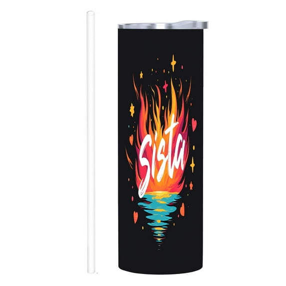 20 oz Stainless Steel Insulated Tumbler - Vibrant Flame Design with ...
