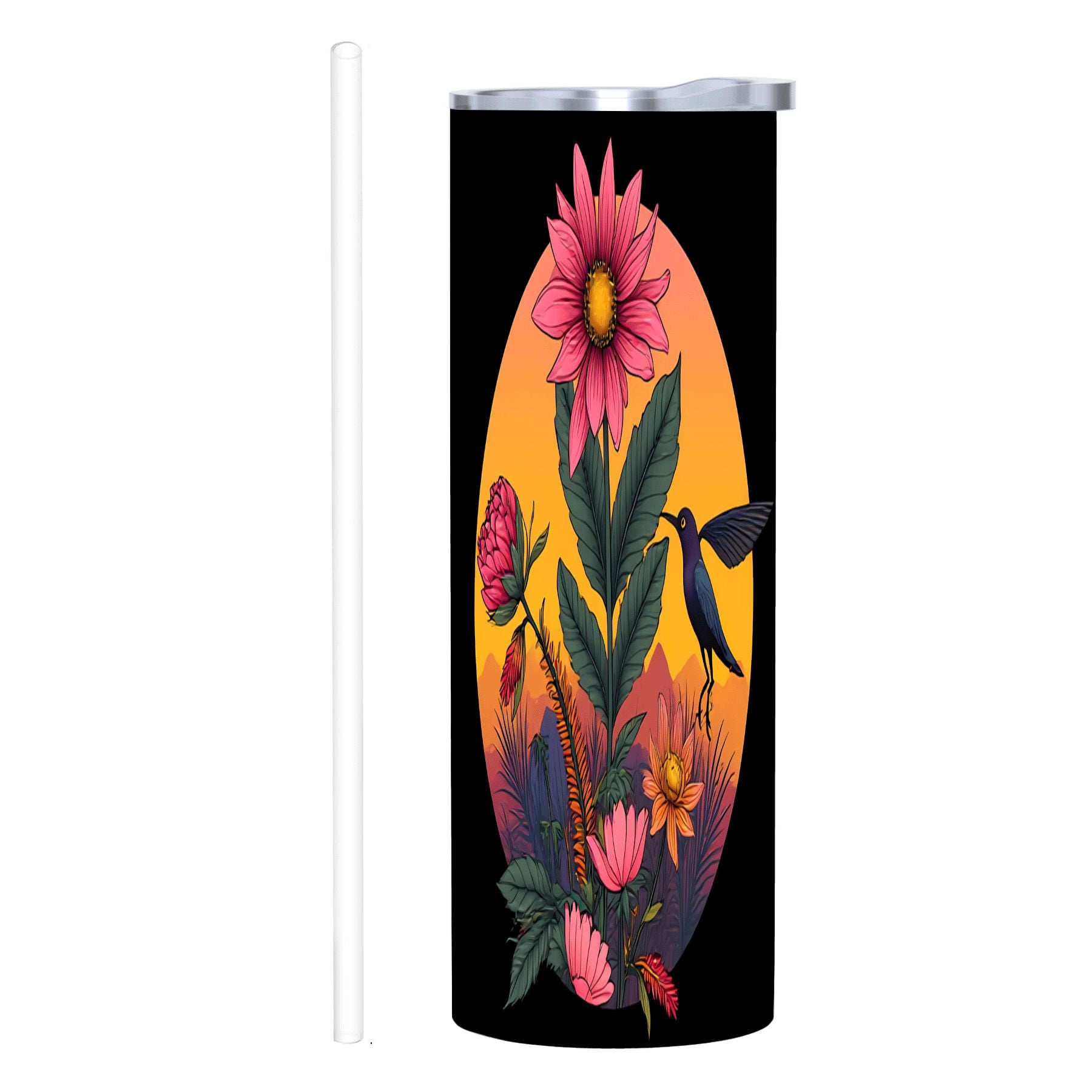 20 oz Stainless Steel Insulated Tumbler - Vibrant Floral Design with ...