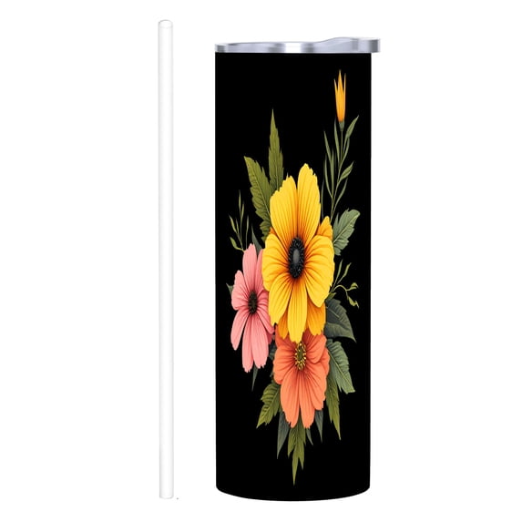 20 oz Stainless Steel Insulated Tumbler - Vibrant Floral Design with ...