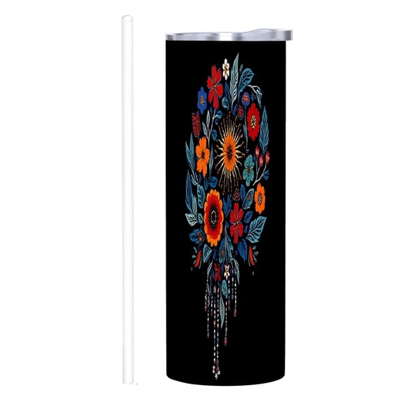 20 oz Stainless Steel Insulated Tumbler - Vibrant Floral Pattern with ...