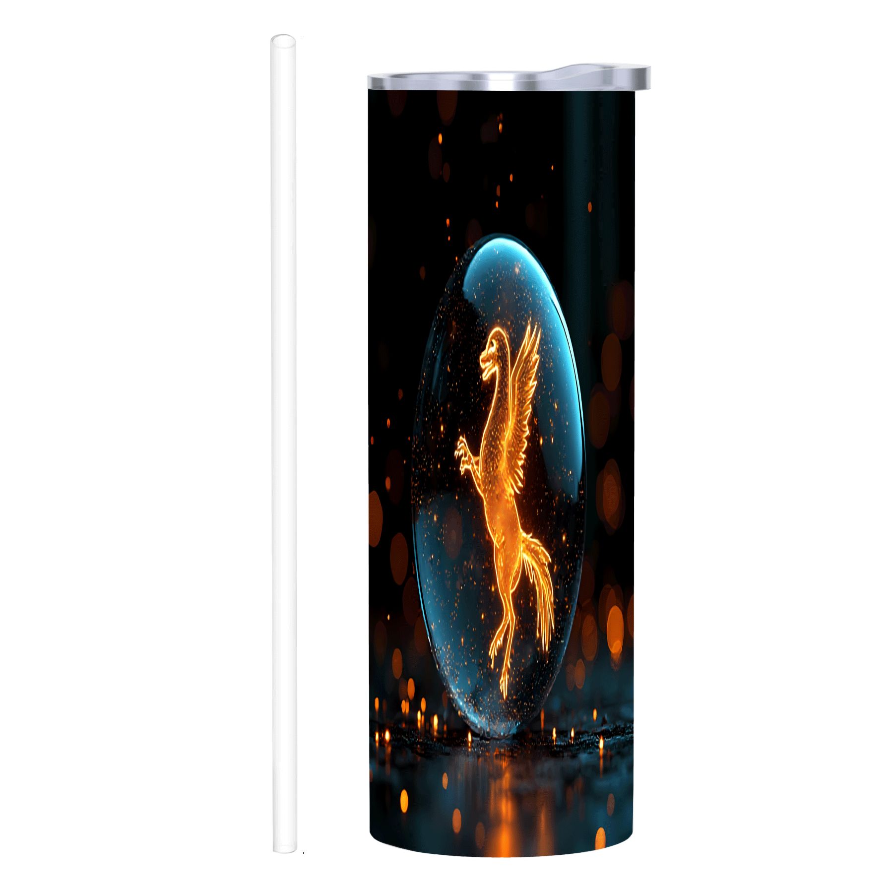 20 oz Stainless Steel Insulated Tumbler - Vibrant Golden Horse Design ...