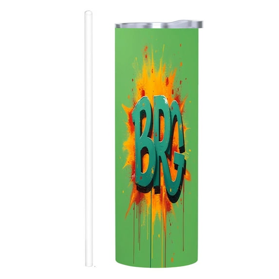 20 oz Stainless Steel Insulated Tumbler - Vibrant Green with Explosion ...