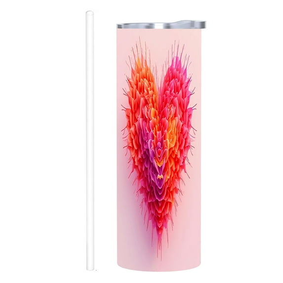 20 oz Stainless Steel Insulated Tumbler - Vibrant Heart Design in Red ...