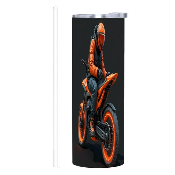 20 oz Stainless Steel Insulated Tumbler - Vibrant Motorcyclist Design ...