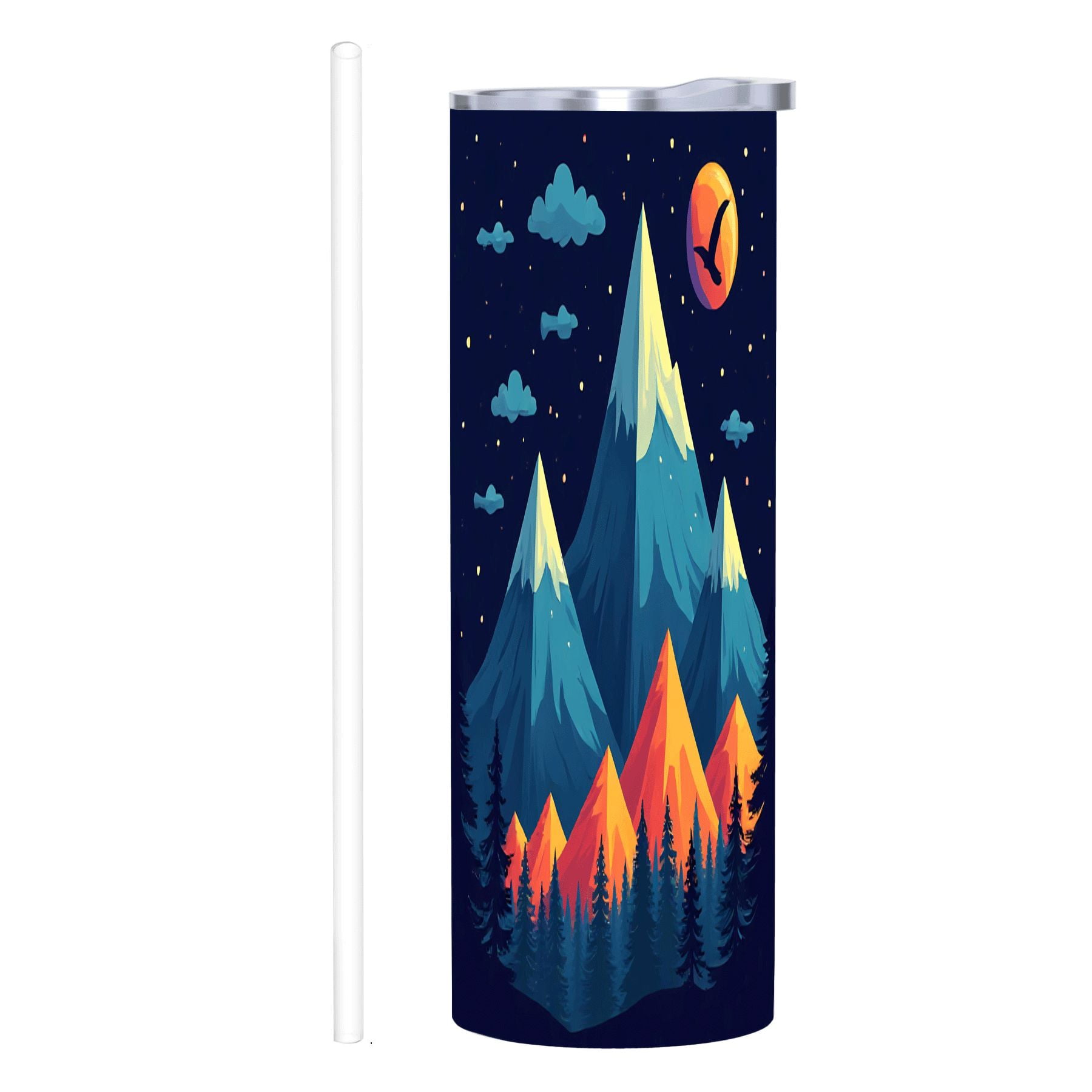 20 oz Stainless Steel Insulated Tumbler - Vibrant Nighttime Mountain ...