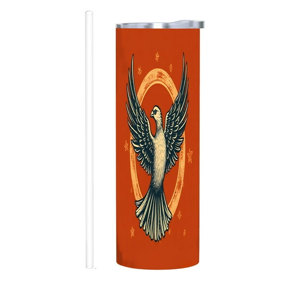 20 oz Stainless Steel Insulated Tumbler - Vibrant Orange Bird in Design ...
