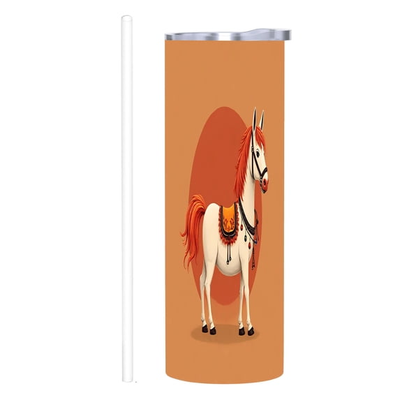 20 oz Stainless Steel Insulated Tumbler - Vibrant Orange Horse Design ...