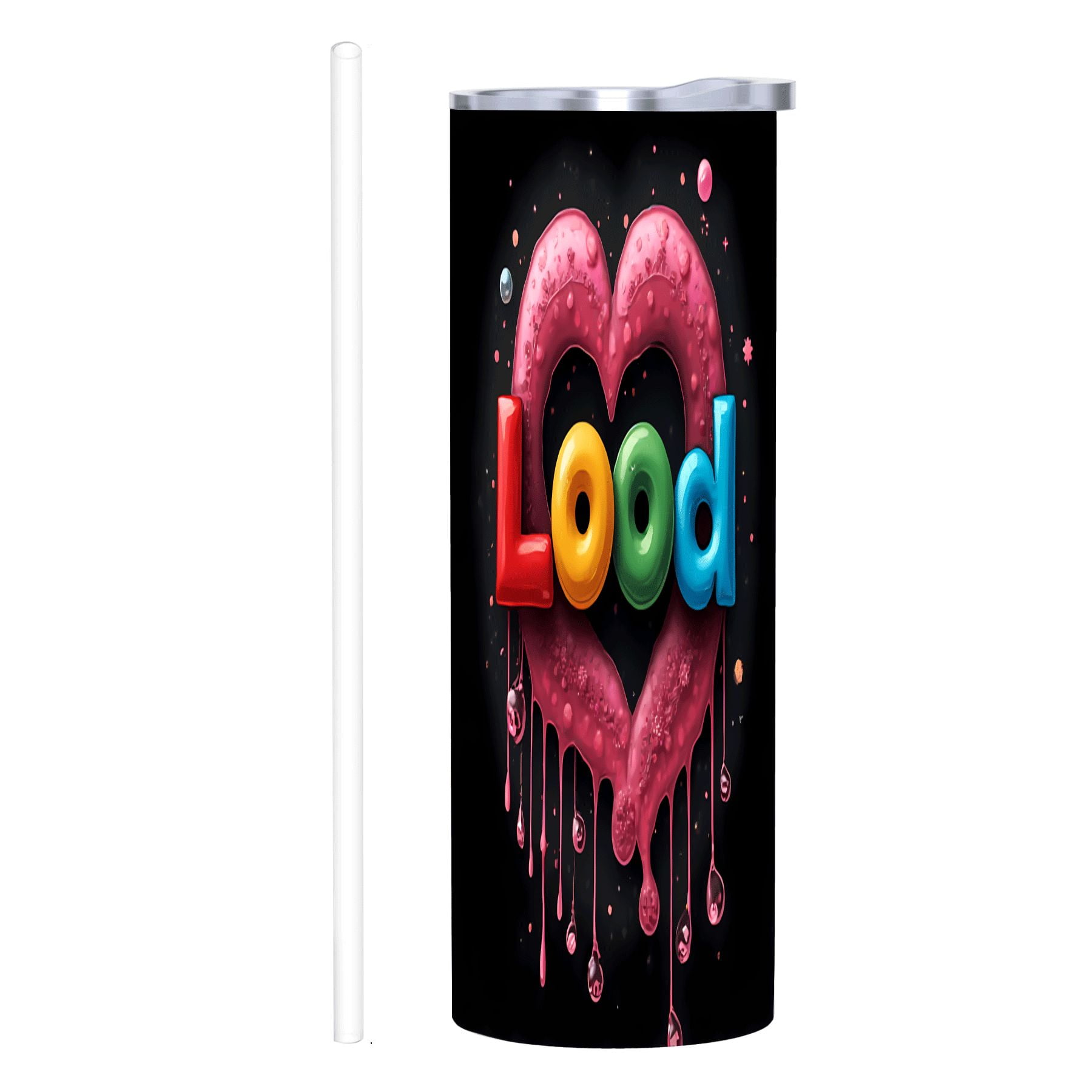 20 oz Stainless Steel Insulated Tumbler - Vibrant Pink Heart Drip ...