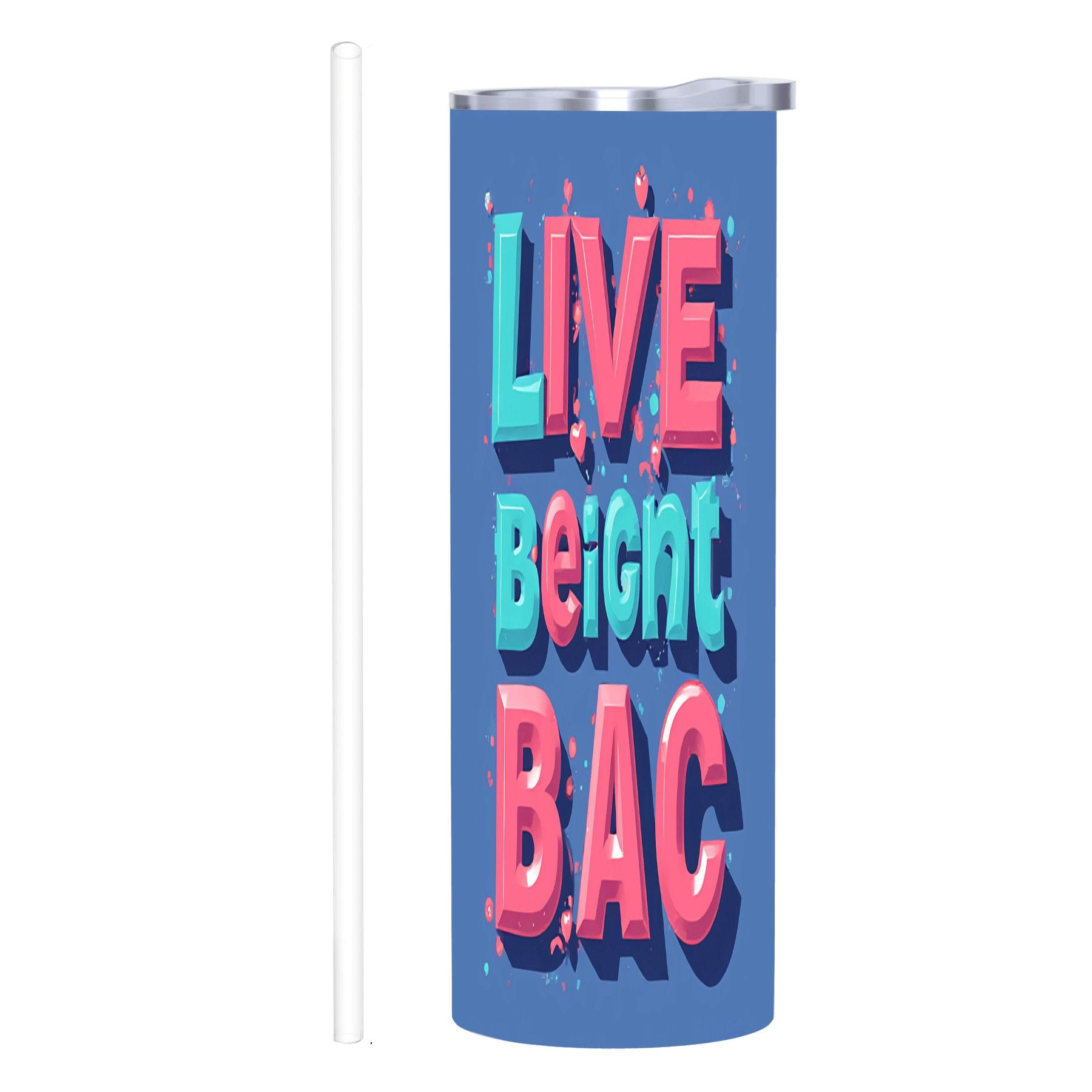 20 oz Stainless Steel Insulated Tumbler - Vibrant Pink & Teal " LIVE BETONT BAC " Design ...