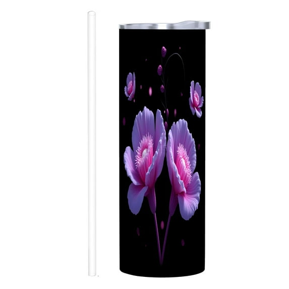 20 oz Stainless Steel Insulated Tumbler - Vibrant Purple Floral Design ...