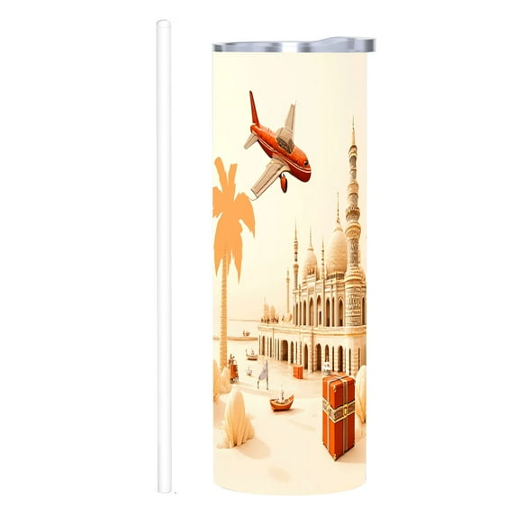20 oz Stainless Steel Insulated Tumbler - Vibrant Red Airplane Beach ...