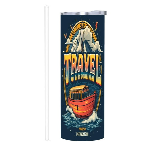 20 oz Stainless Steel Insulated Tumbler - Vibrant Red Boat Design ...