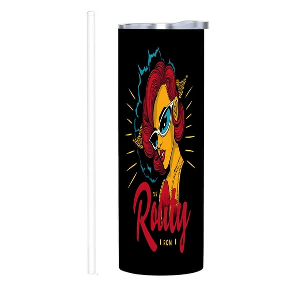 20 oz Stainless Steel Insulated Tumbler - Vibrant Red - Haired Woman ...