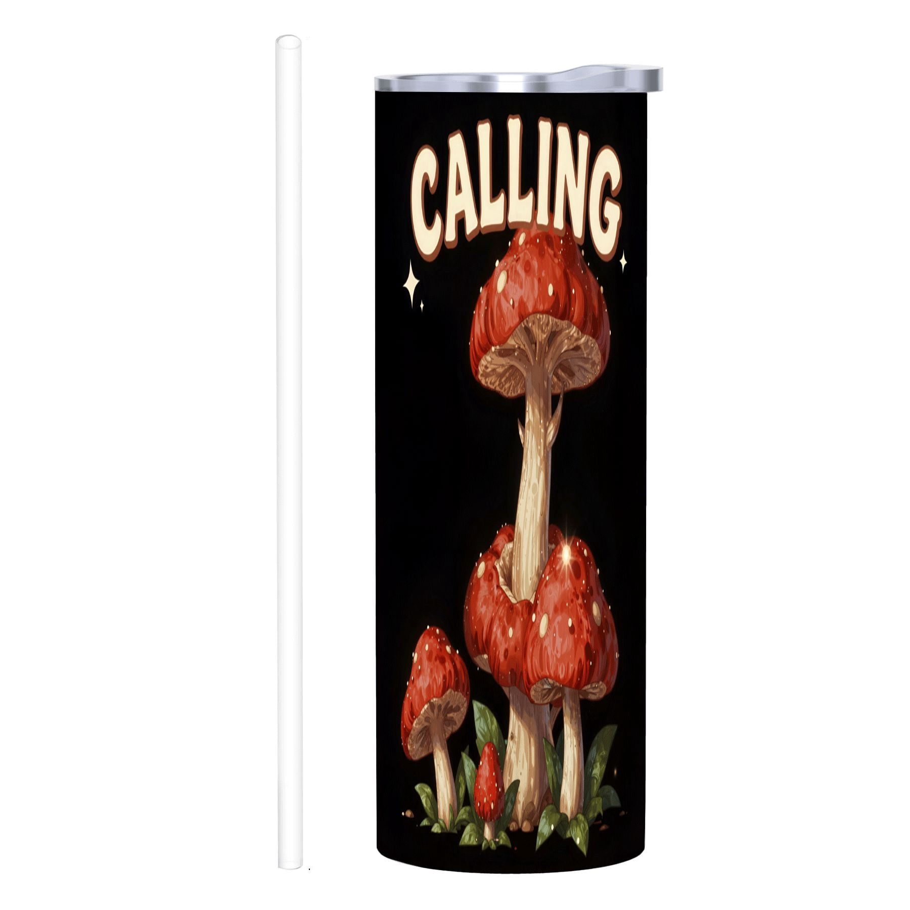 20 oz Stainless Steel Insulated Tumbler - Vibrant Red Mushroom Design ...