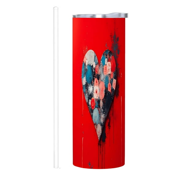 20 oz Stainless Steel Insulated Tumbler - Vibrant Red with Colorful ...