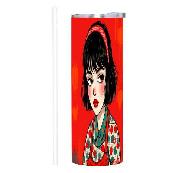 20 oz Stainless Steel Insulated Tumbler - Vibrant Red with Stylish ...