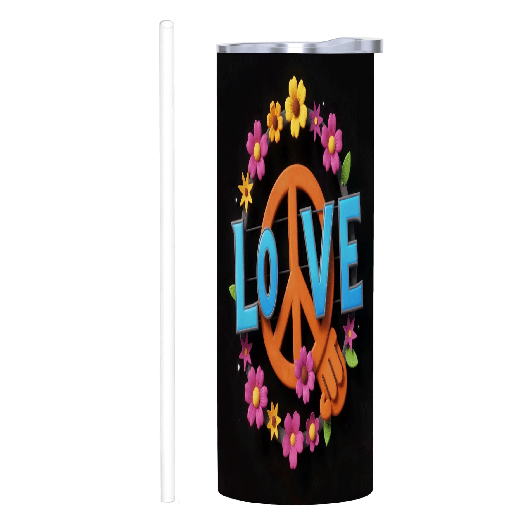 20 oz Stainless Steel Insulated Tumbler - Vibrant Retro ' LOVE ' Design ...