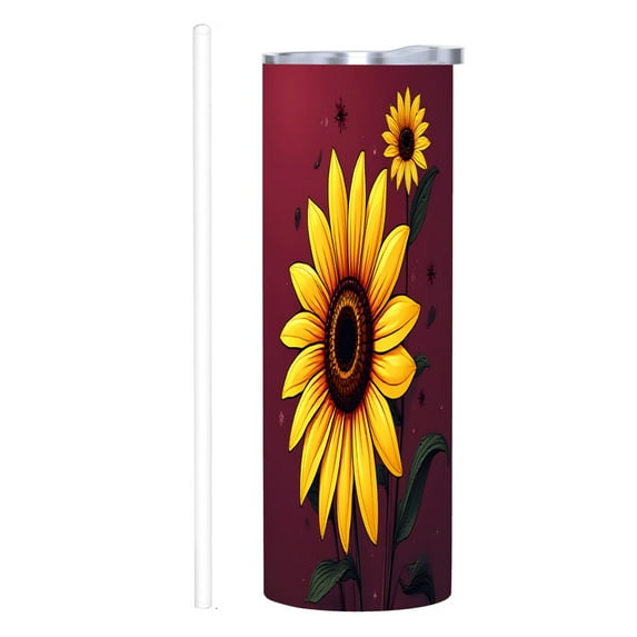 20 oz Stainless Steel Insulated Tumbler - Vibrant Sunflower Design on ...