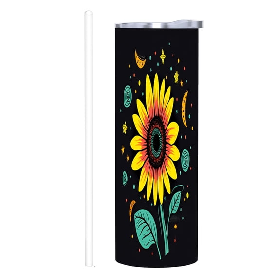 20 oz Stainless Steel Insulated Tumbler - Vibrant Sunflower Design with ...