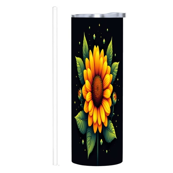 20 oz Stainless Steel Insulated Tumbler - Vibrant Sunflower Design with ...