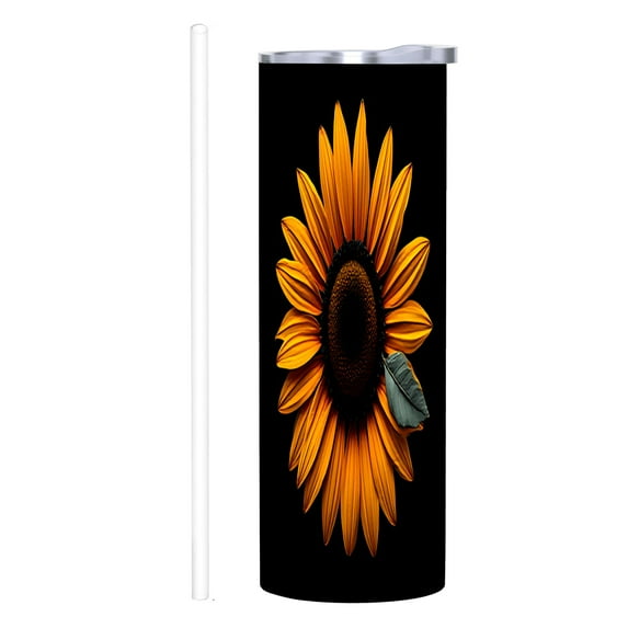 20 oz Stainless Steel Insulated Tumbler - Vibrant Sunflower Design with ...