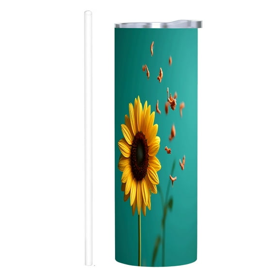20 oz Stainless Steel Insulated Tumbler - Vibrant Sunflower & Teal ...