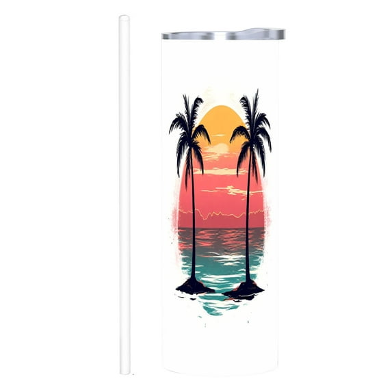 20 oz Stainless Steel Insulated Tumbler - Vibrant Sunset Beach Design ...