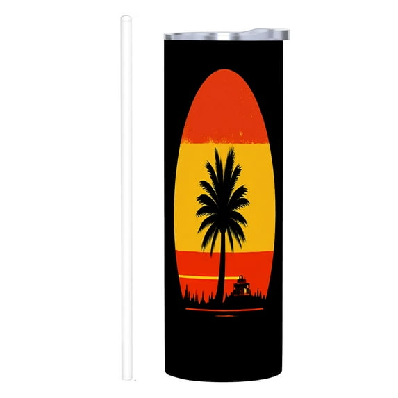 20 oz Stainless Steel Insulated Tumbler - Vibrant Sunset Palm Tree ...