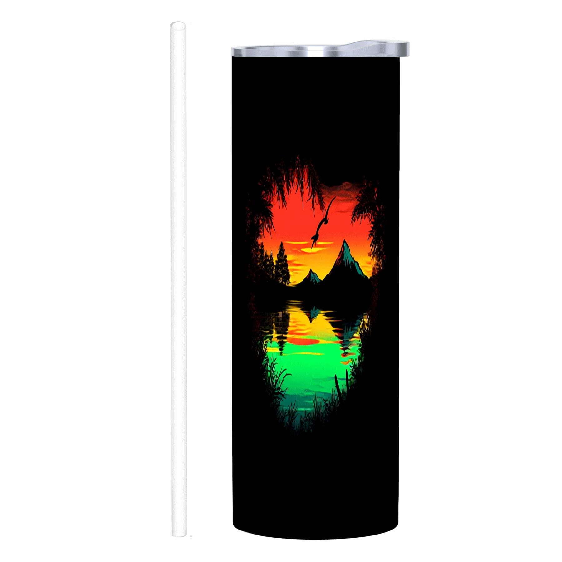 20 oz Stainless Steel Insulated Tumbler - Vibrant Sunset Scene with ...