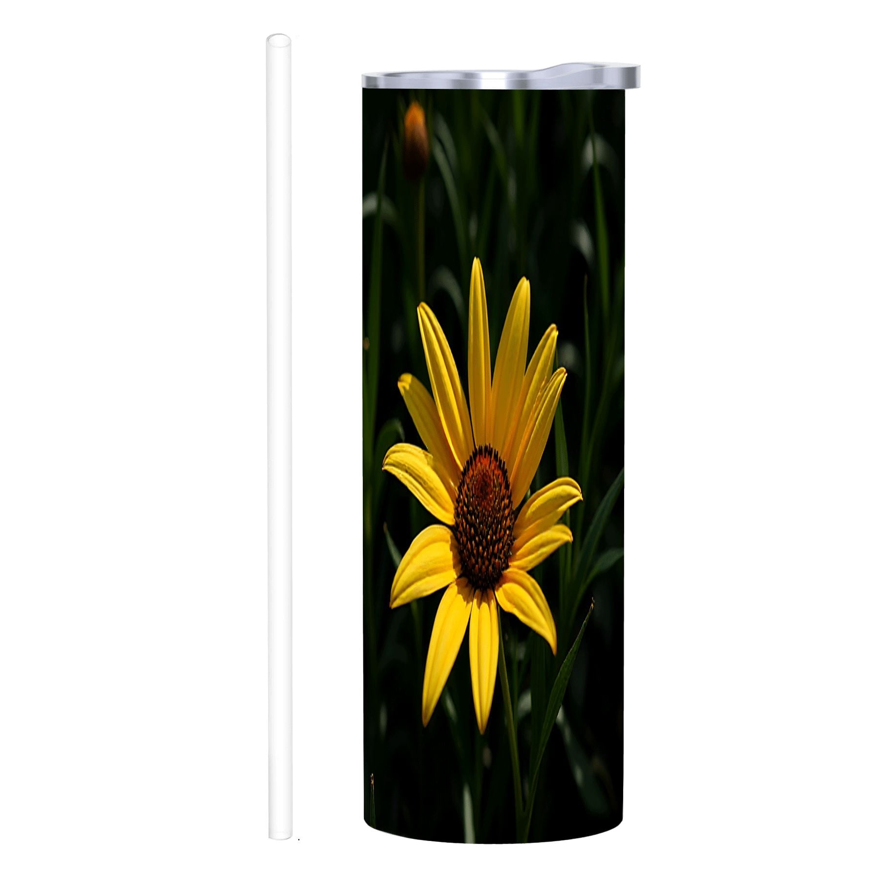 20 oz Stainless Steel Insulated Tumbler - Vibrant Yellow Flower Design ...