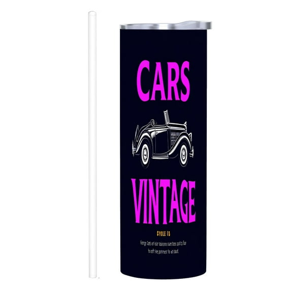 20 oz Stainless Steel Insulated Tumbler - Vintage Car Design with Bold ...