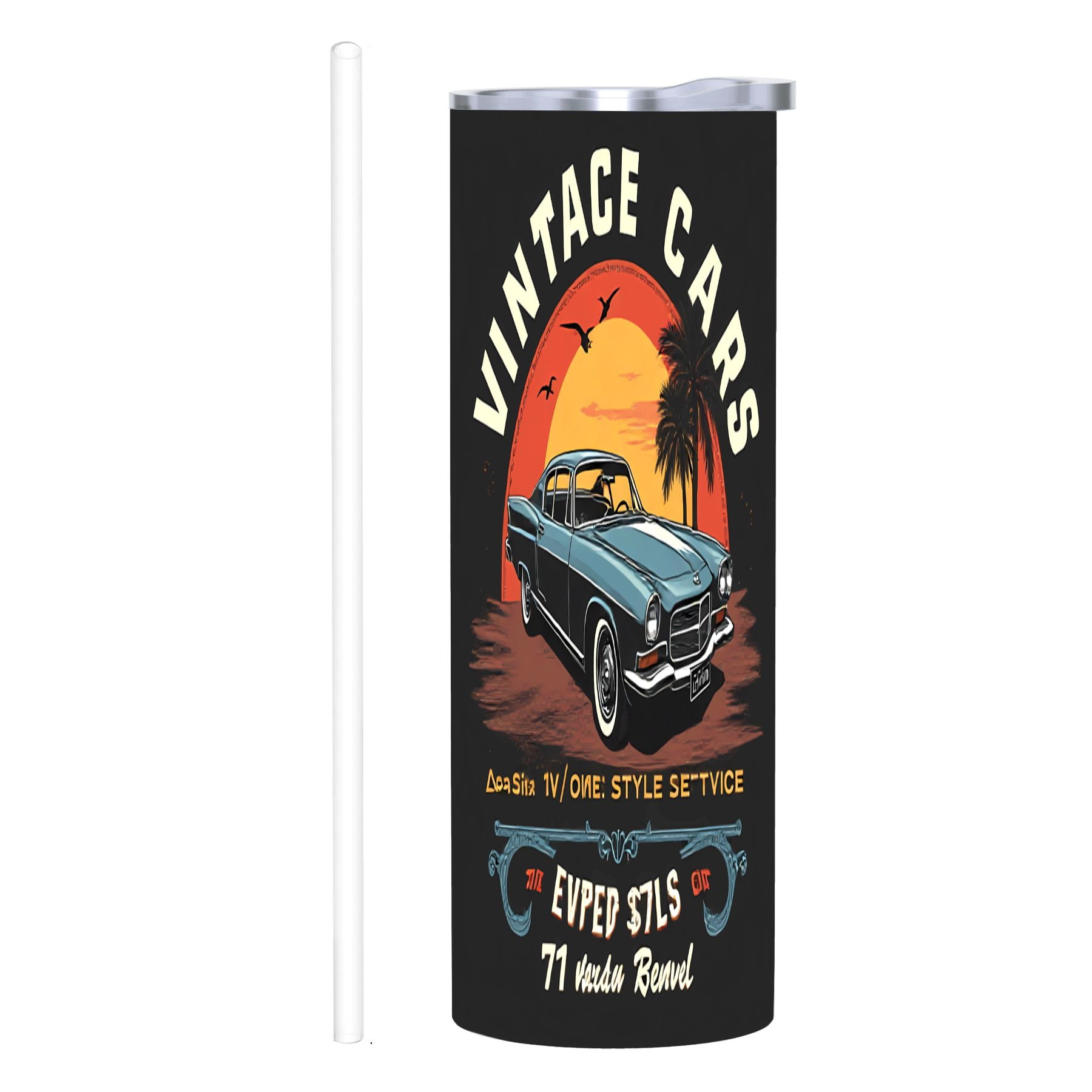 20 oz Stainless Steel Insulated Tumbler - Vintage Car Design with ...