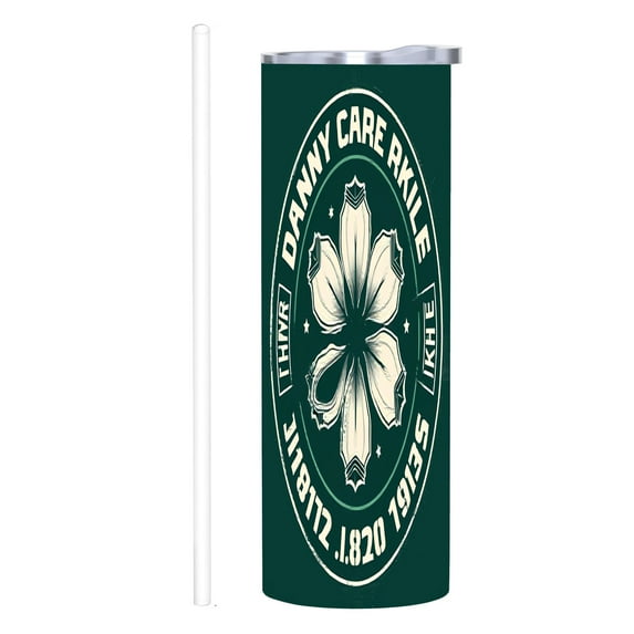 20 oz Stainless Steel Insulated Tumbler - Vintage Dark Green with White ...