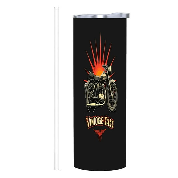 20 oz Stainless Steel Insulated Tumbler - Vintage Motorcycle Design ...