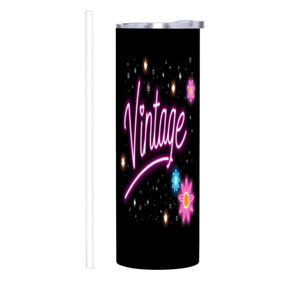20 oz Stainless Steel Insulated Tumbler - Vintage Neon Pink Cursive ...