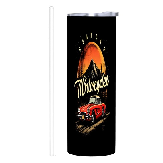 20 oz Stainless Steel Insulated Tumbler - Vintage Red Car & Mountain ...