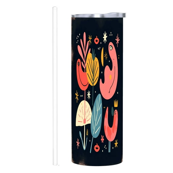 20 oz Stainless Steel Insulated Tumbler - Whimsical Birds & Flowers ...