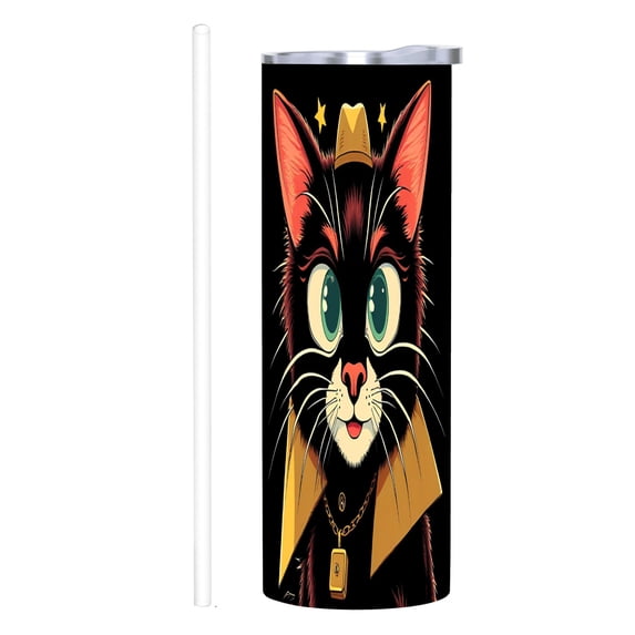 20 oz Stainless Steel Insulated Tumbler - Whimsical Black Cat Design ...