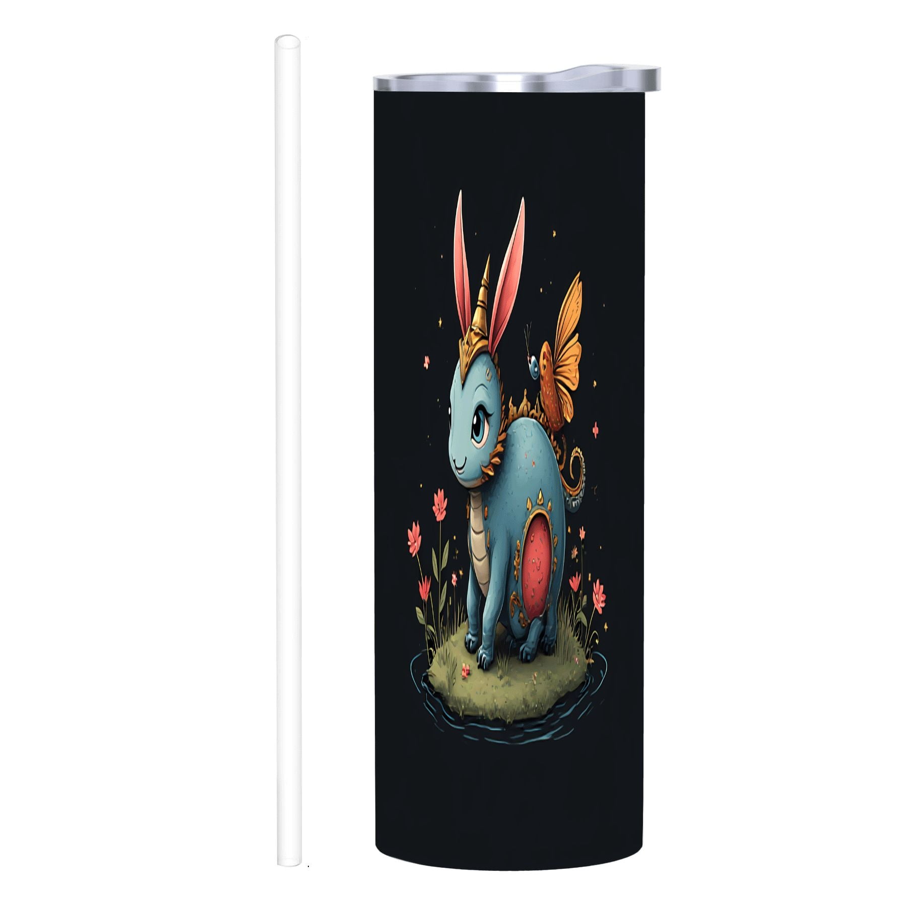20 oz Stainless Steel Insulated Tumbler - Whimsical Blue Rabbit Design ...