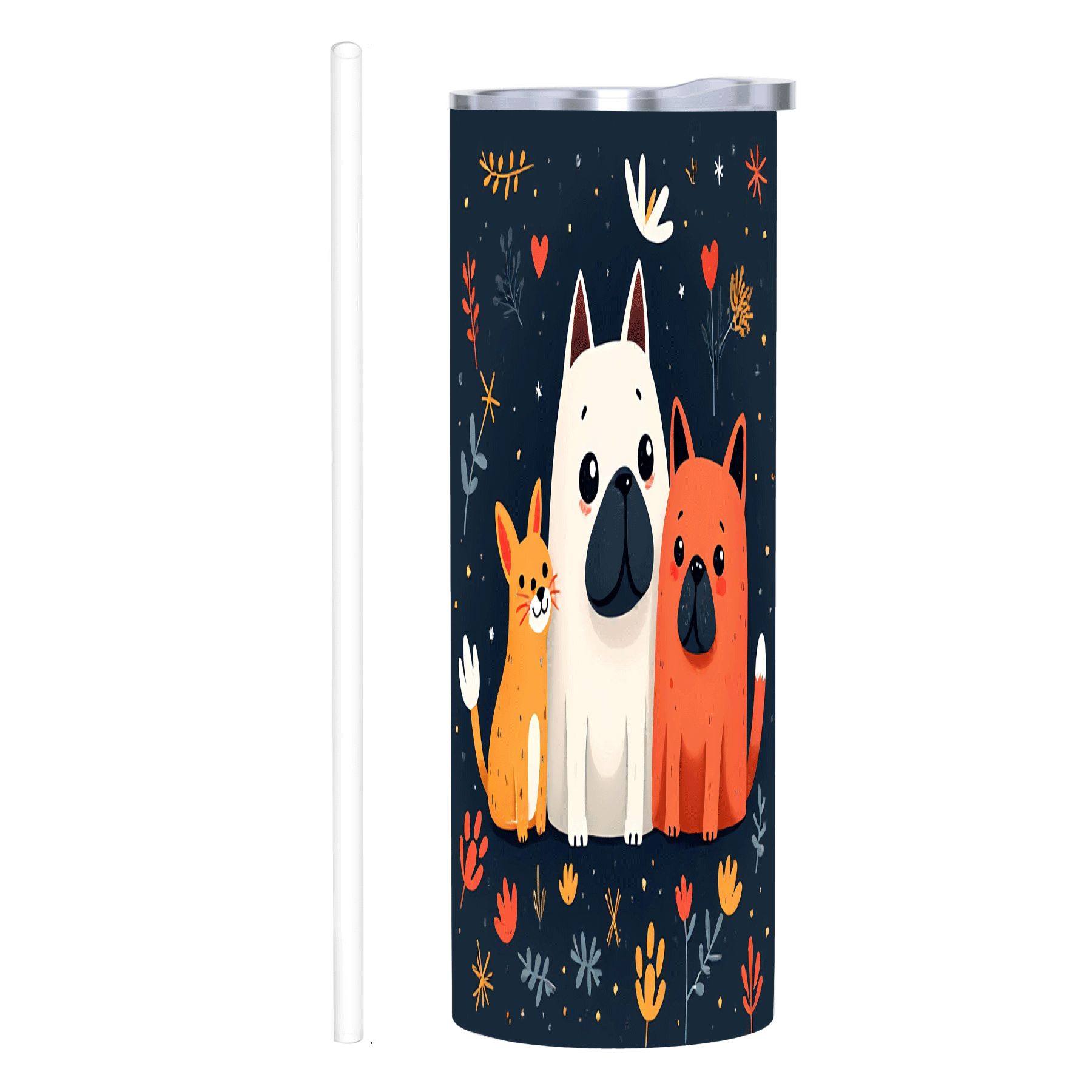 20 oz Stainless Steel Insulated Tumbler - Whimsical Cartoon Animals ...
