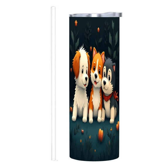 20 oz Stainless Steel Insulated Tumbler - Whimsical Cartoon Puppies ...