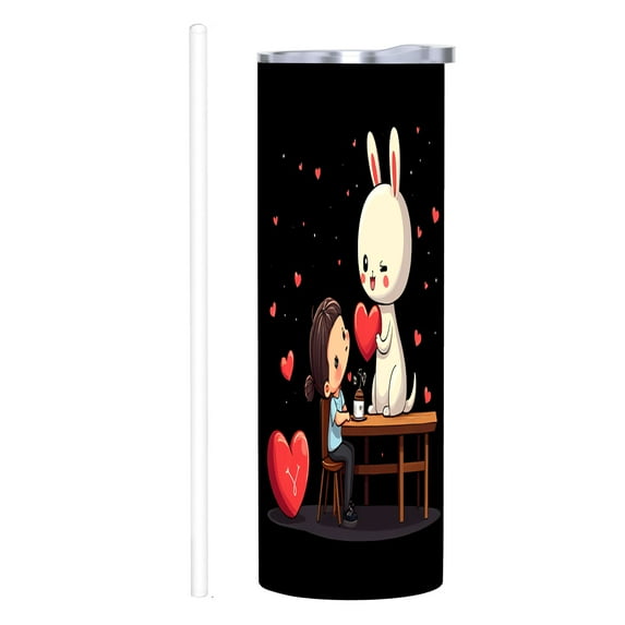 20 oz Stainless Steel Insulated Tumbler - Whimsical Cartoon Rabbit ...