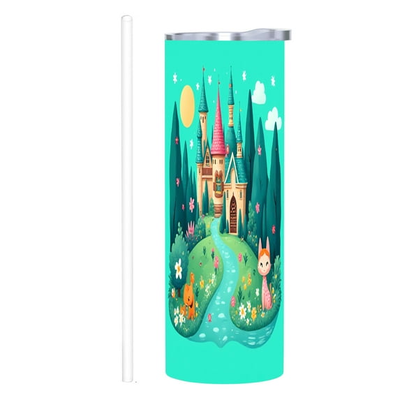 20 oz Stainless Steel Insulated Tumbler - Whimsical Castle Design with ...