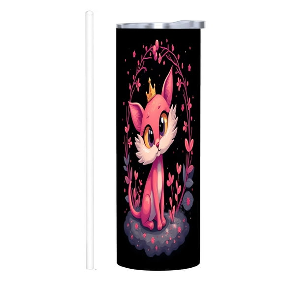 20 oz Stainless Steel Insulated Tumbler - Whimsical Cat & Heart Design ...